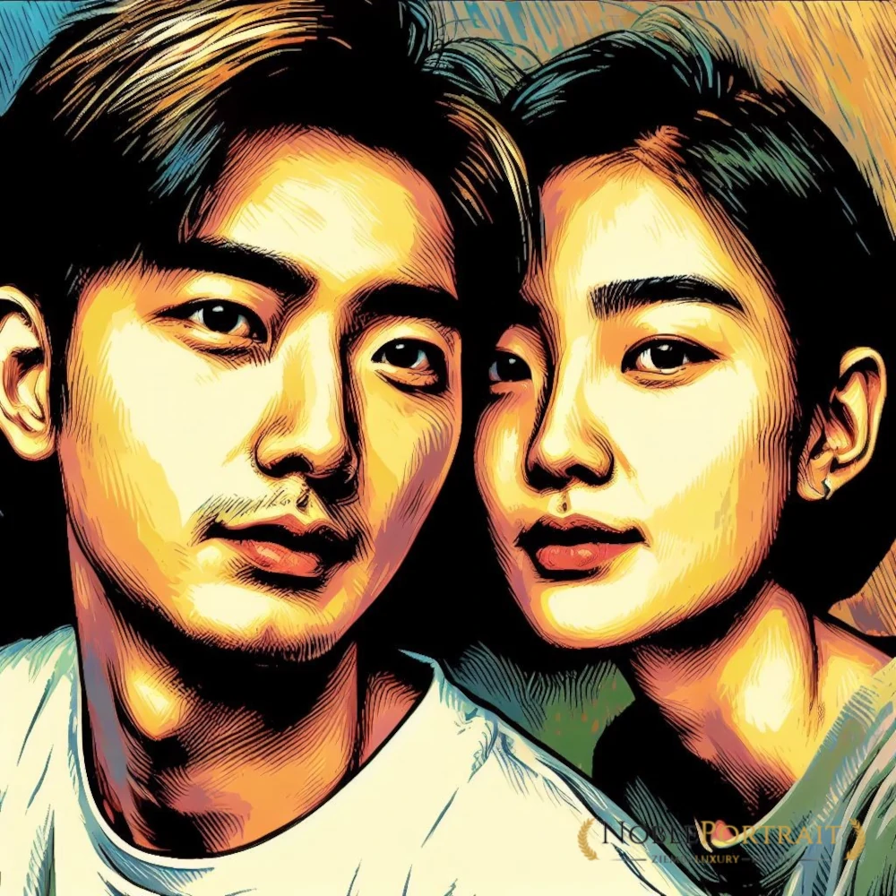 Pop Art Portrait: A Couple In Color - Noble Portrait Noble Portrait